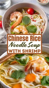 Healthy Chinese Rice Noodle Soup With Shrimp Recipe As Start Of A Meal ...