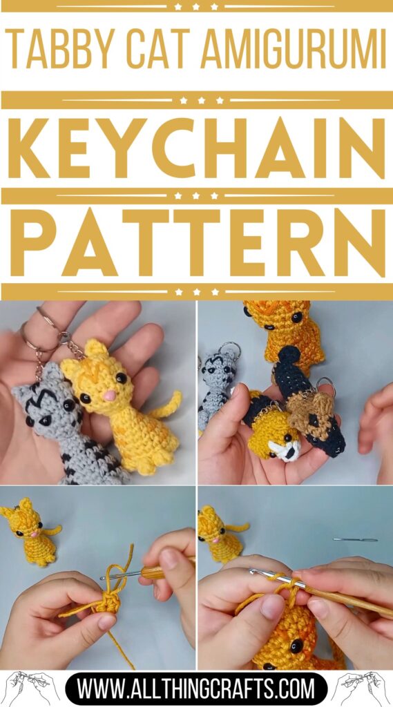 How To Make An Amigurumi Tabby Crochet Cat Keychain - All Thing Crafts