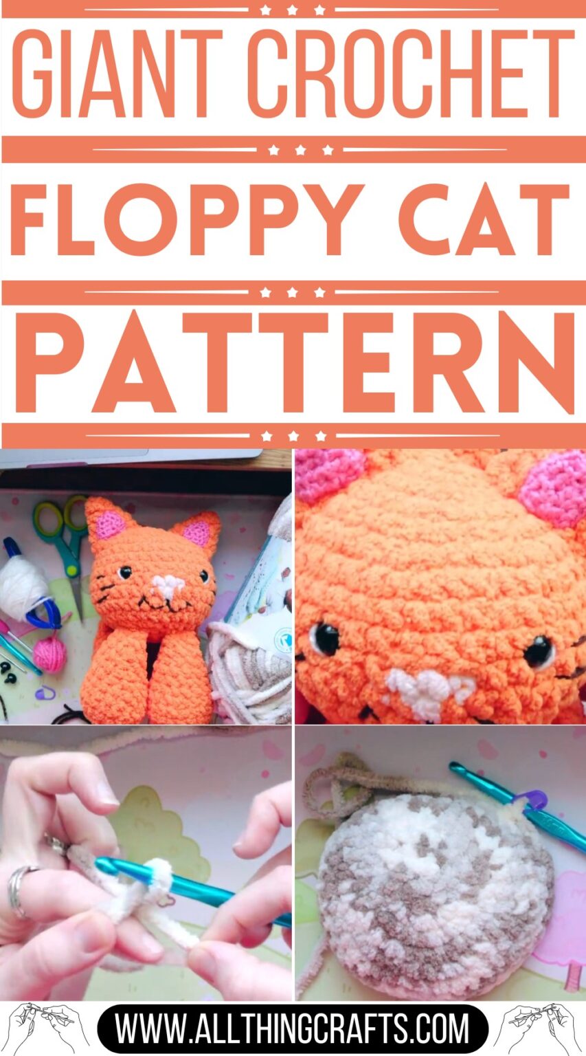 Giant Crochet Floppy Cat Amigurumi Pattern - All Thing Crafts