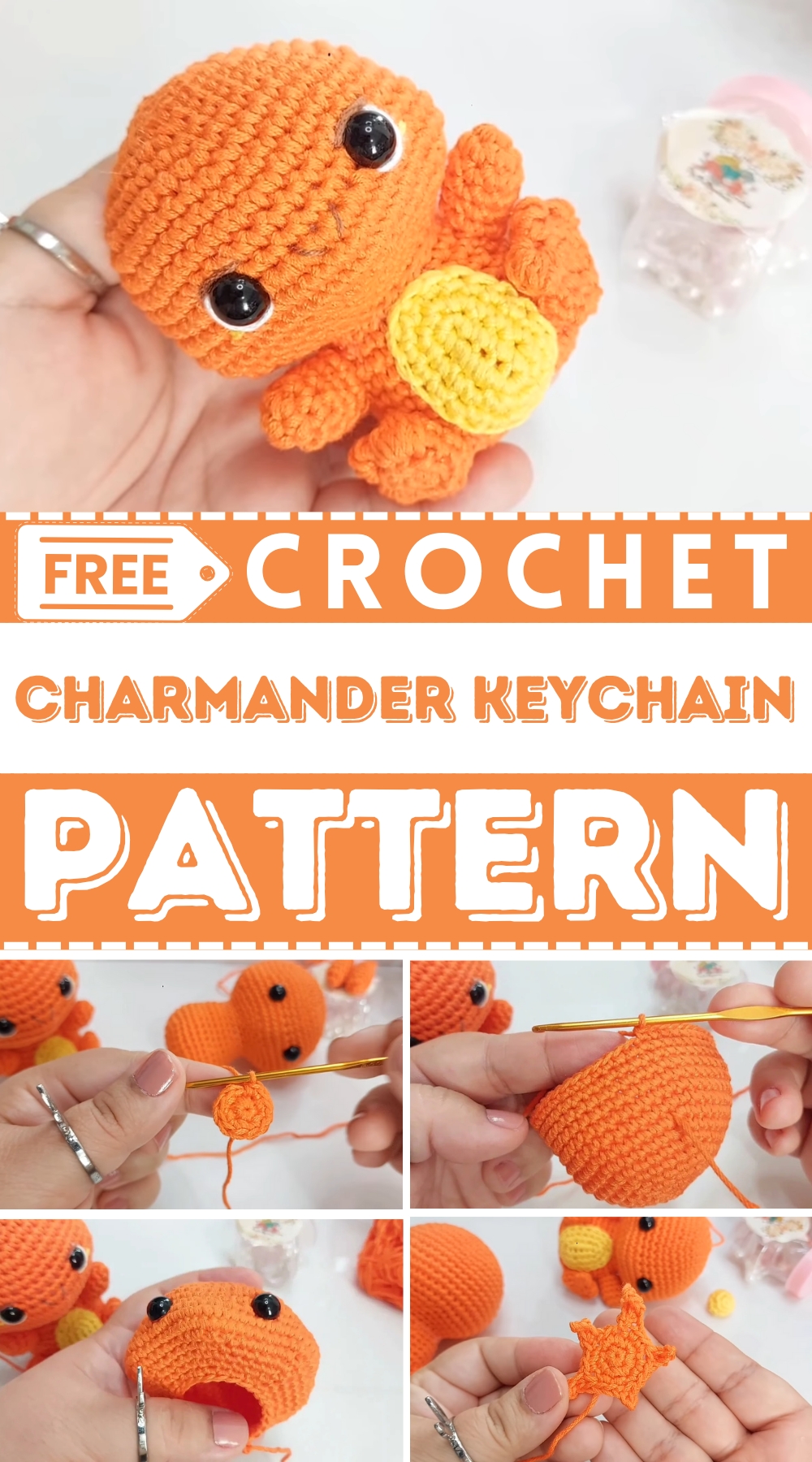 Learn Crochet Charmander Keychain Pattern for Quirky Bag Looks - All ...