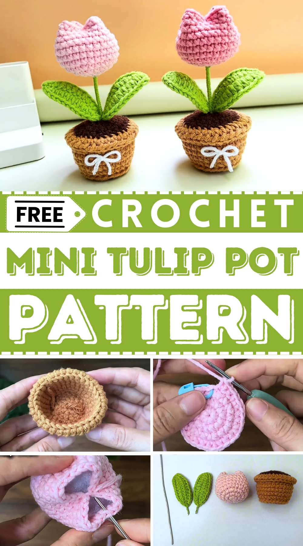 How Crochet Mini Tulip Pot Pattern Can Add Simple Beauty - All Thing Crafts