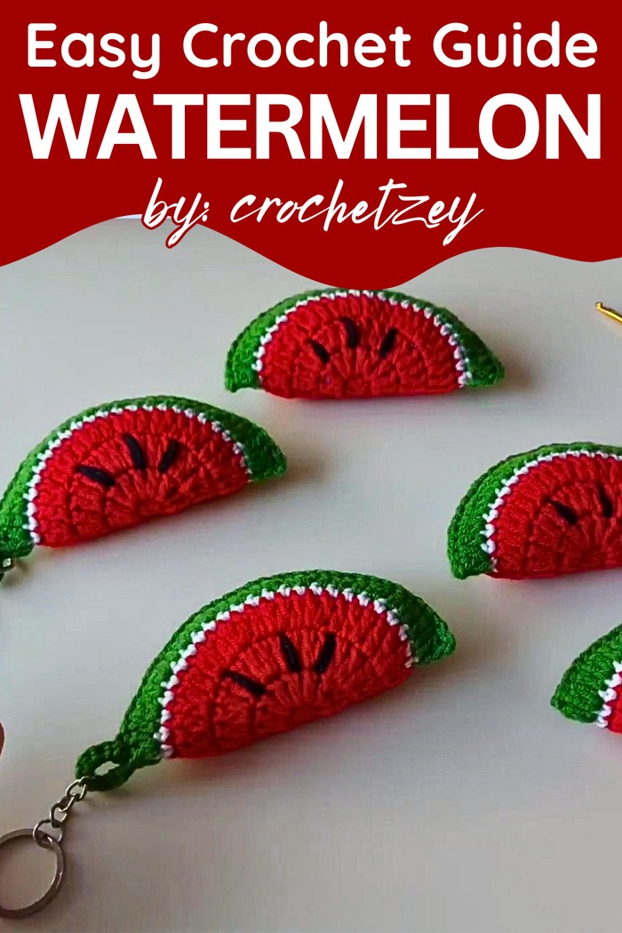 Adorable Crochet Watermelon Keychain for Beginners - All Thing Crafts