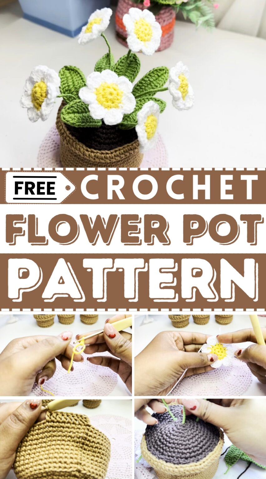Learn How to Crochet Flower Pot Pattern for Lovely Decor - All Thing Crafts
