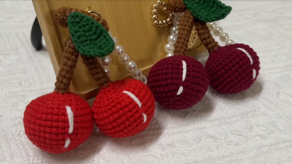 How to Crochet a Cherry Bag Charm Pattern Step-by-Step - All Thing Crafts