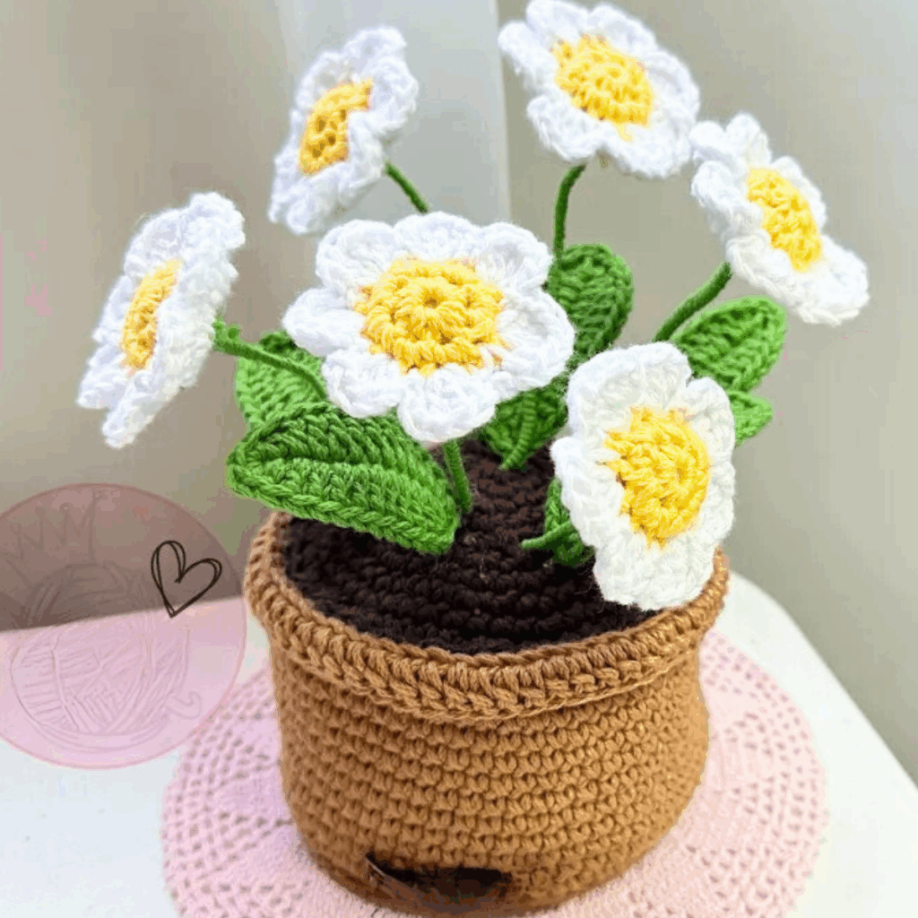 Learn How to Crochet Flower Pot Pattern for Lovely Decor - All Thing Crafts