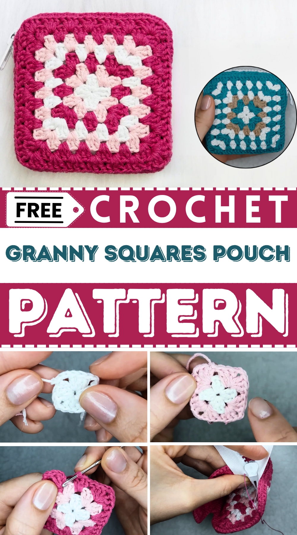 Easy & Free Crochet Granny Square Pouch Pattern for Beginners - All ...