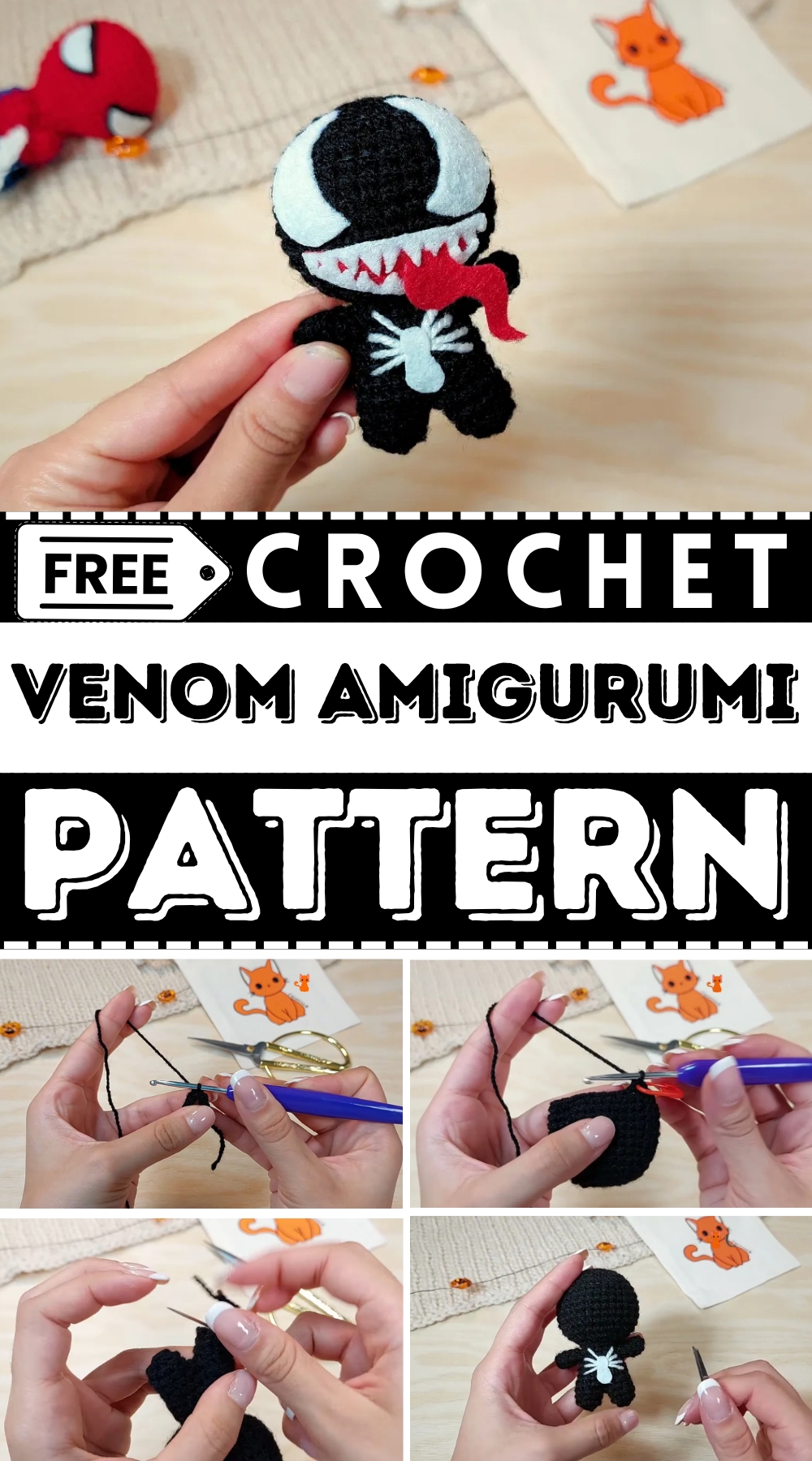 Try This Crochet Venom Amigurumi Pattern for Geeky Cool Gifts - All ...