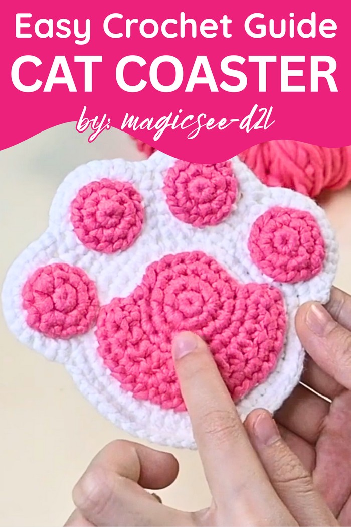 Easy Crochet Cat Paw Coaster Pattern for Home Decor - All Thing Crafts
