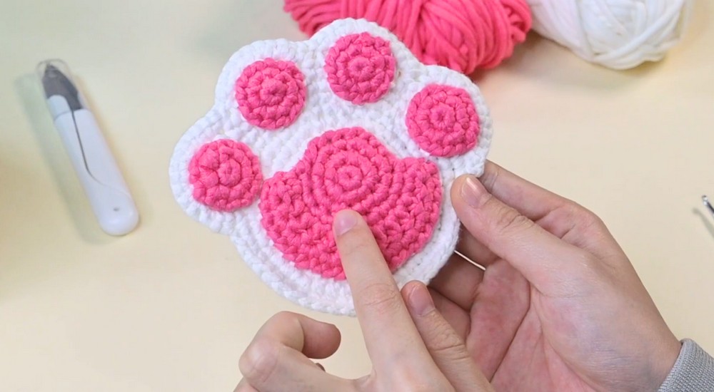 Easy Crochet Cat Paw Coaster Pattern for Home Decor - All Thing Crafts