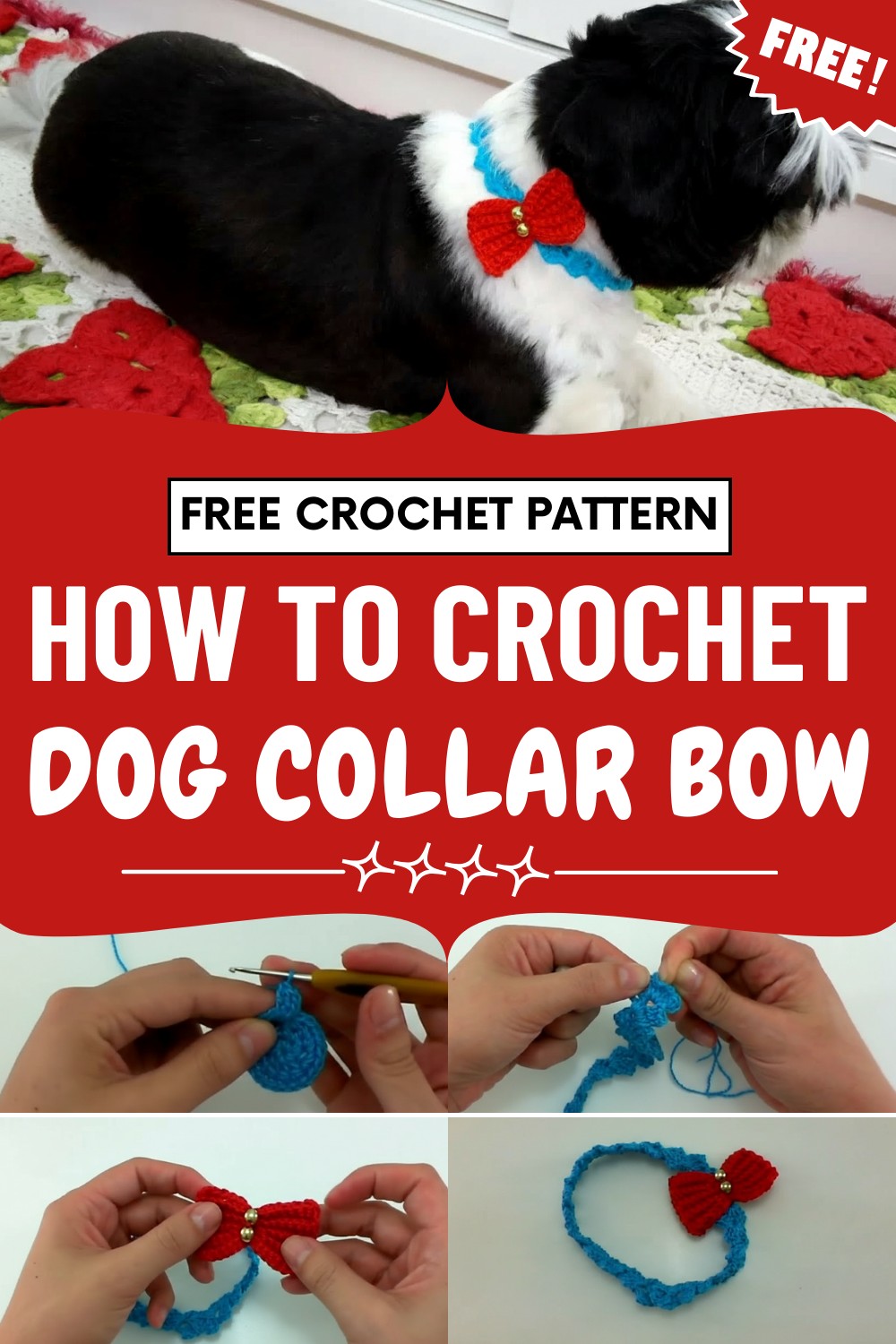 Playful Crochet Dog Collar Bow Pattern For Pet Accessories - All Thing ...