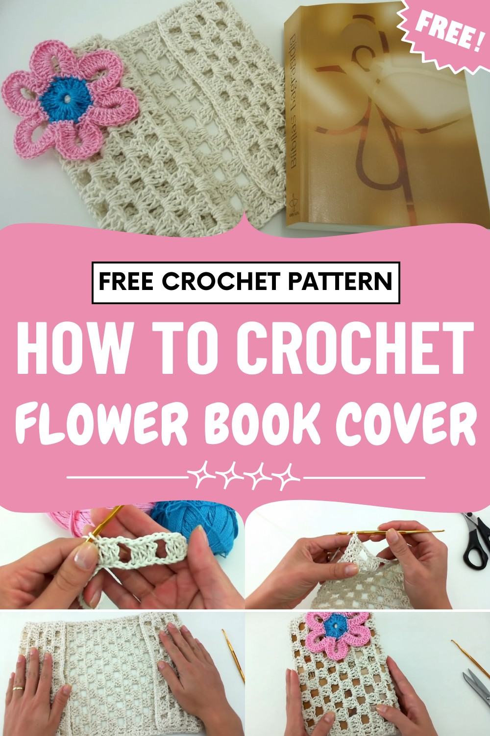 Sweet Crochet Flower Book Cover Pattern For Book Lovers - All Thing Crafts
