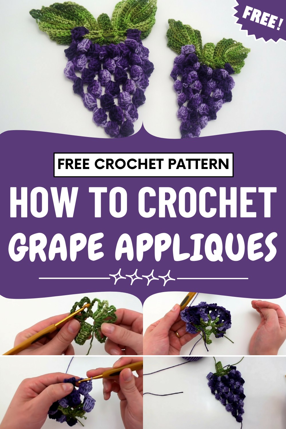 Delightful Crochet Grape Applique Pattern For Creative Projects - All ...