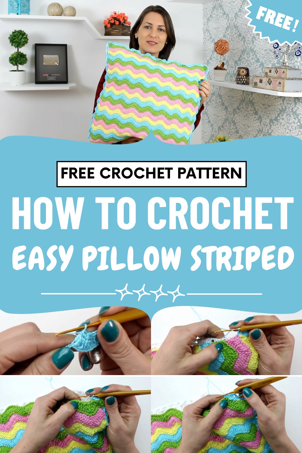 Bold Crochet Striped Pillow Pattern Adding Texture to Sofas - All Thing ...
